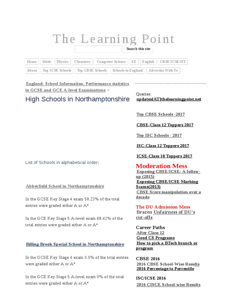 The Learning Point: High Schools in Northamptonshire | Download Free ...