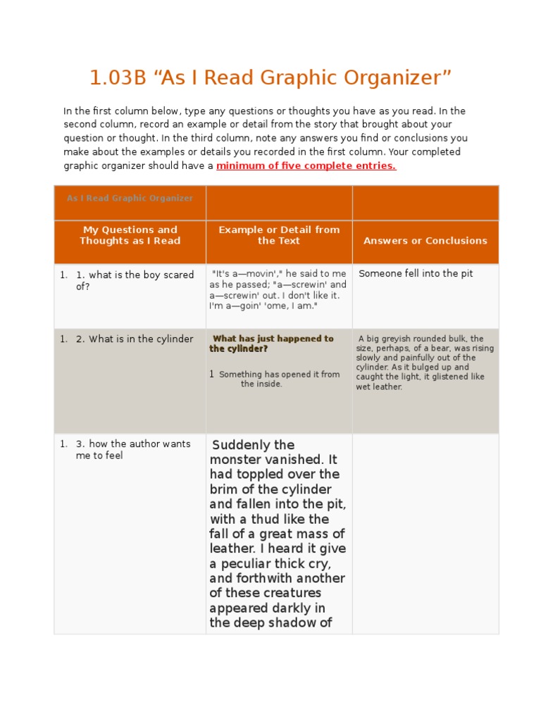 1.03B "As I Read Graphic Organizer" | PDF