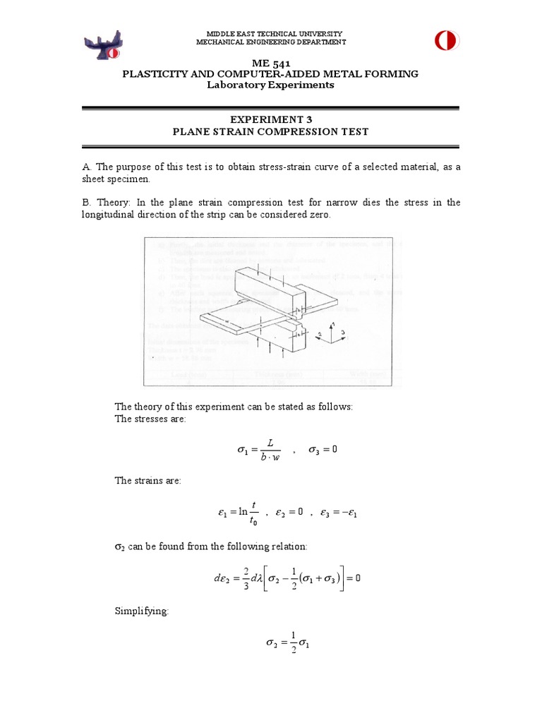 Plane Strain Compression Test Guide | PDF | Deformation (Mechanics ...