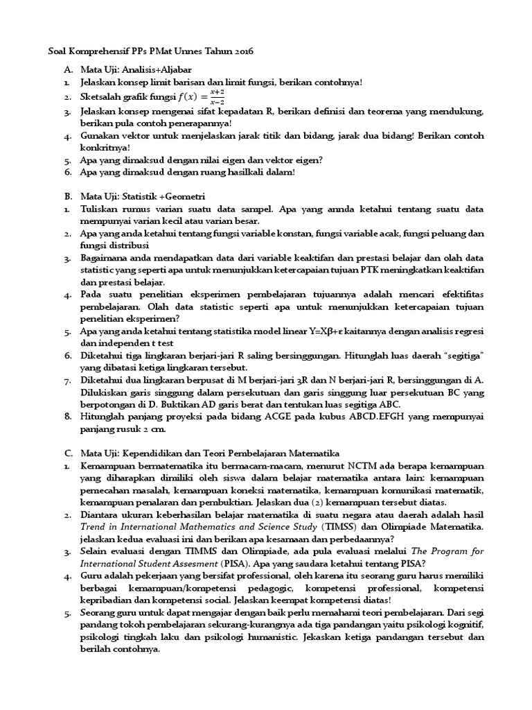 Soal Kompre 2016 | PDF