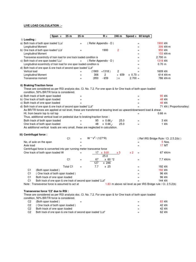 Live Load Calculation for Rail Span | PDF | Transportation Engineering ...