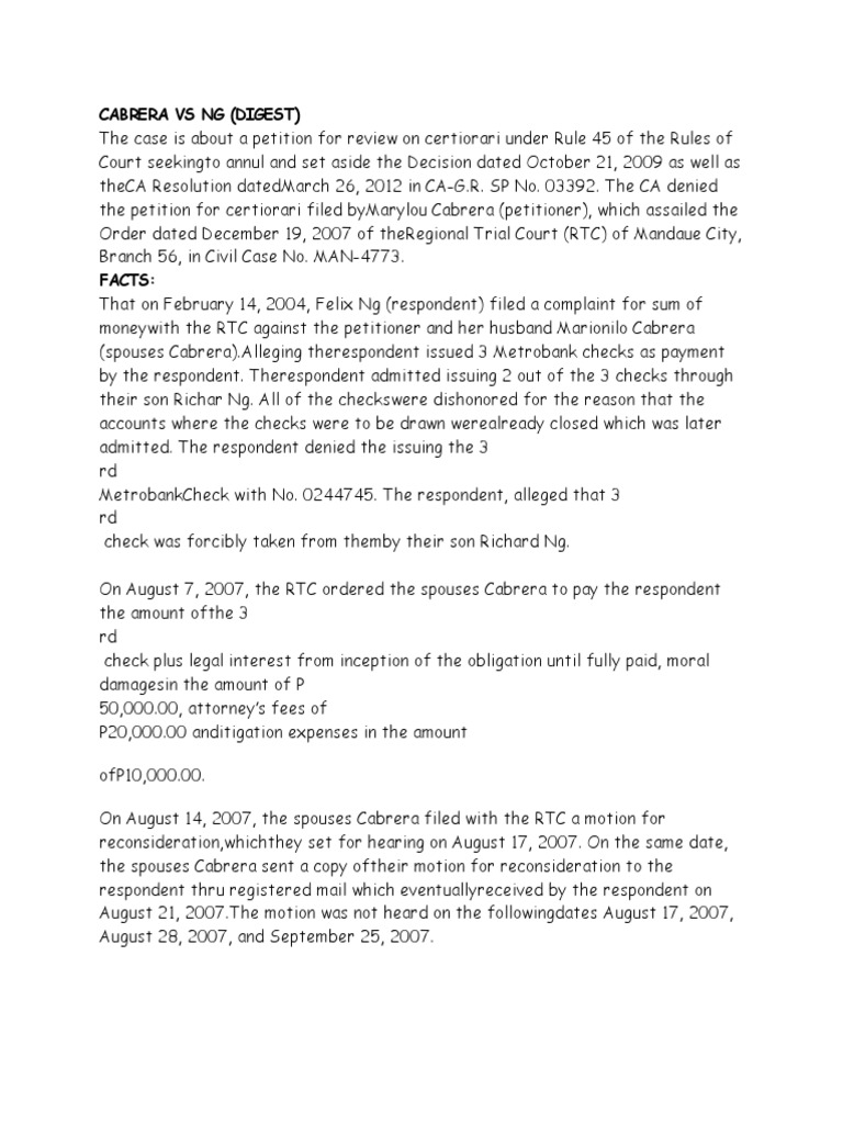 Civil Cases Digests | PDF | Certiorari | Lawsuit