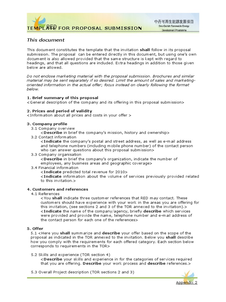 Annex B Template For Proposal Submission | PDF | Business | Economies