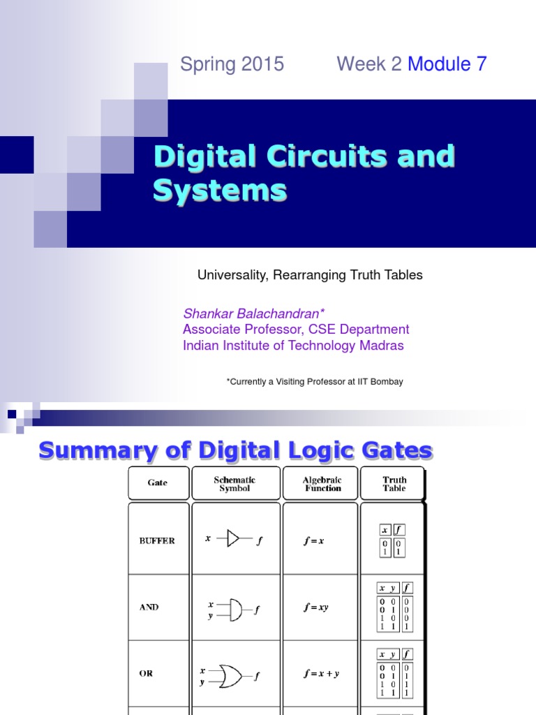 Digital Circuits and Systems: Spring 2015 Week 2 | PDF | Electronics ...