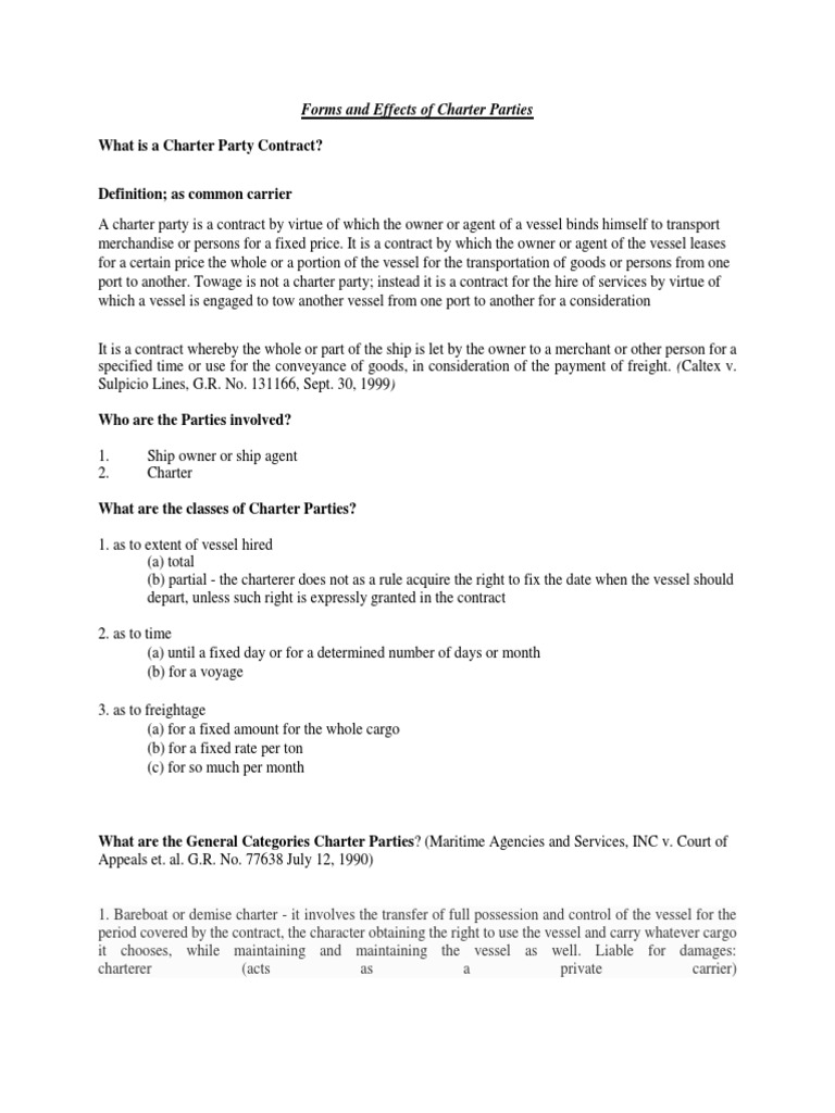 What Is A Charter Party Contract?: Forms and Effects of Charter Parties ...