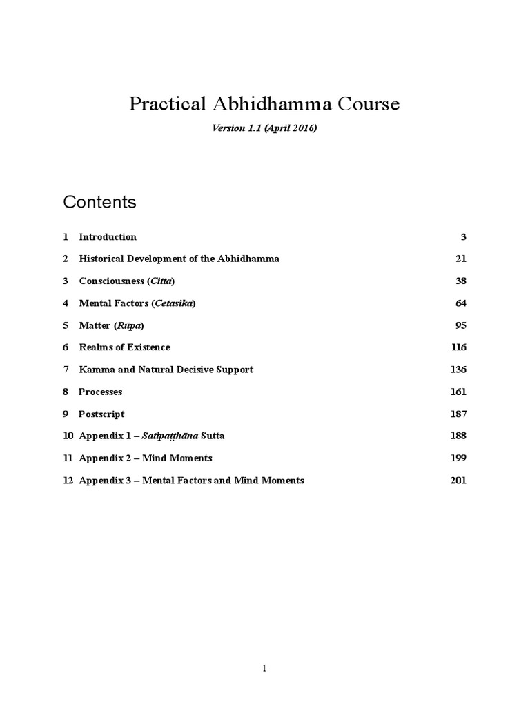 Practical Abhidhamma | PDF | Buddhist Texts | Mind