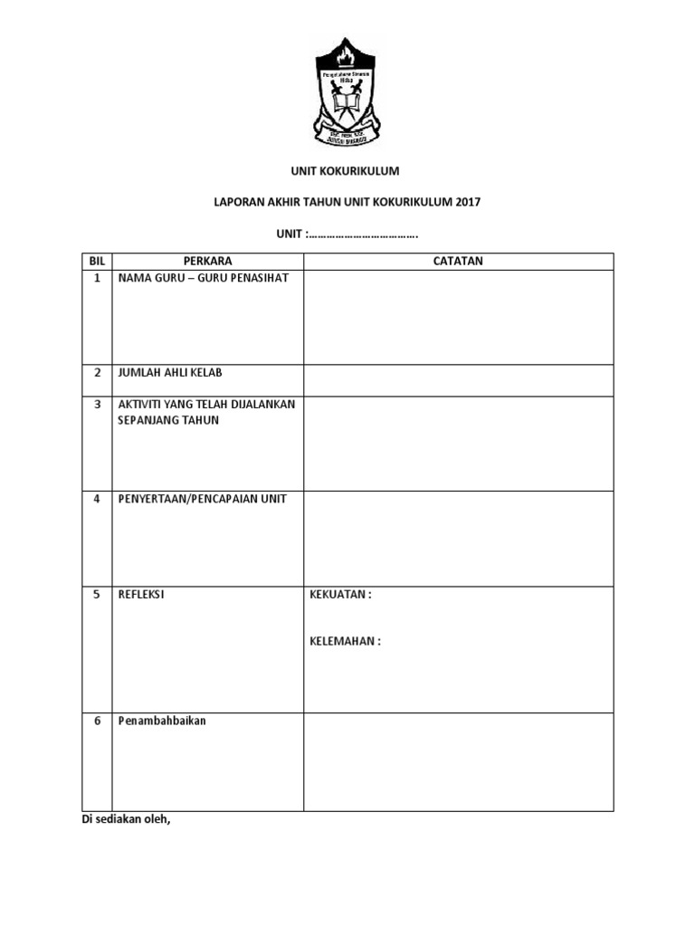 Laporan Akhir Tahun Unit Kokurikulum | PDF