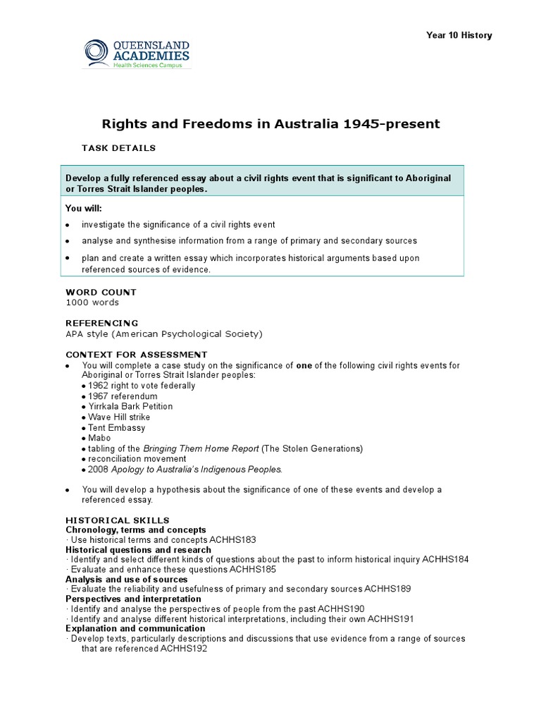 Year 10 History Task Sheet | PDF