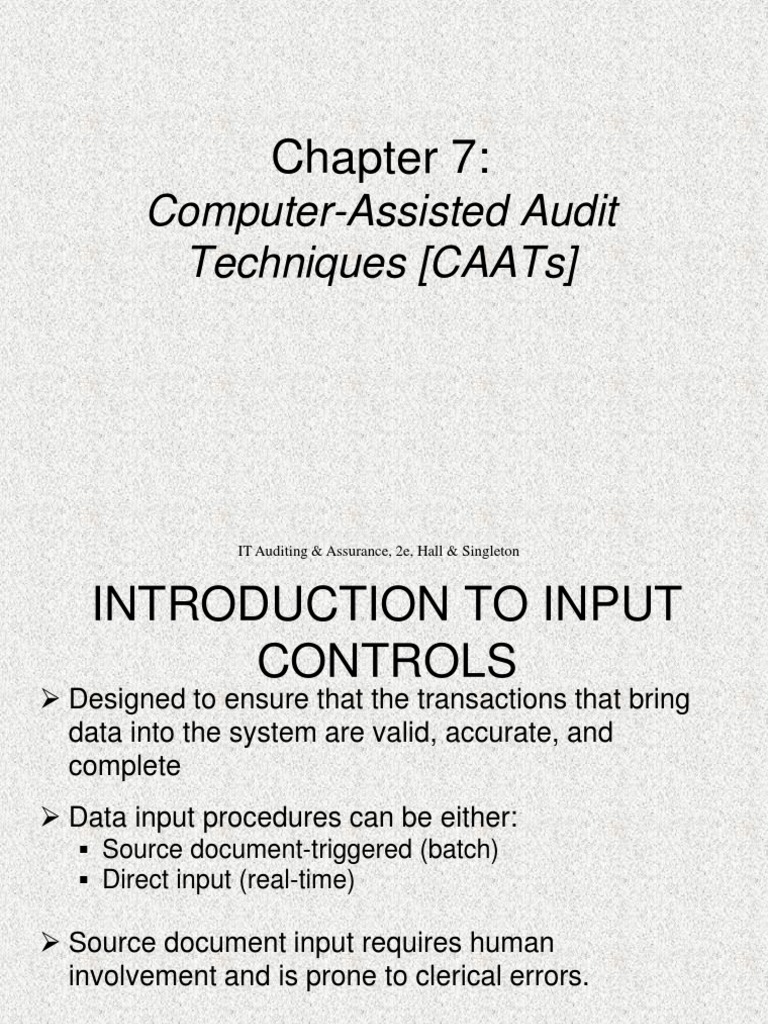 Computer-Assisted Audit Techniques (Caats) : It Auditing & Assurance, 2E, Hall & Singleton | PDF ...