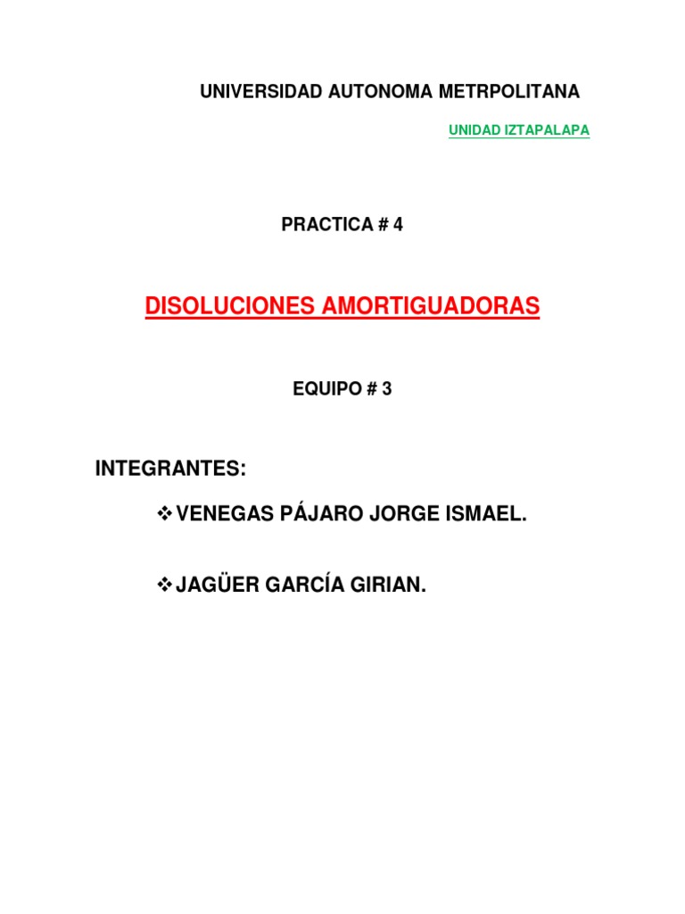 Practica #4 Disoluciones Amortiguadoras | PDF | Ph | Química analítica