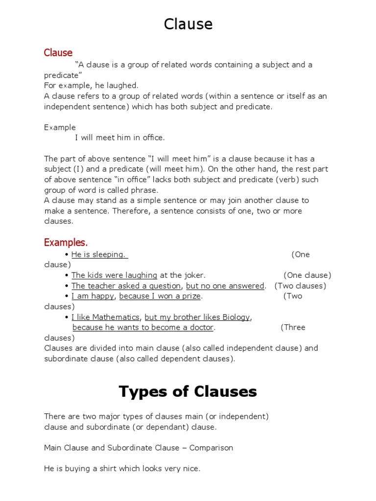 Clause and Types | PDF | Clause | Sentence (Linguistics)