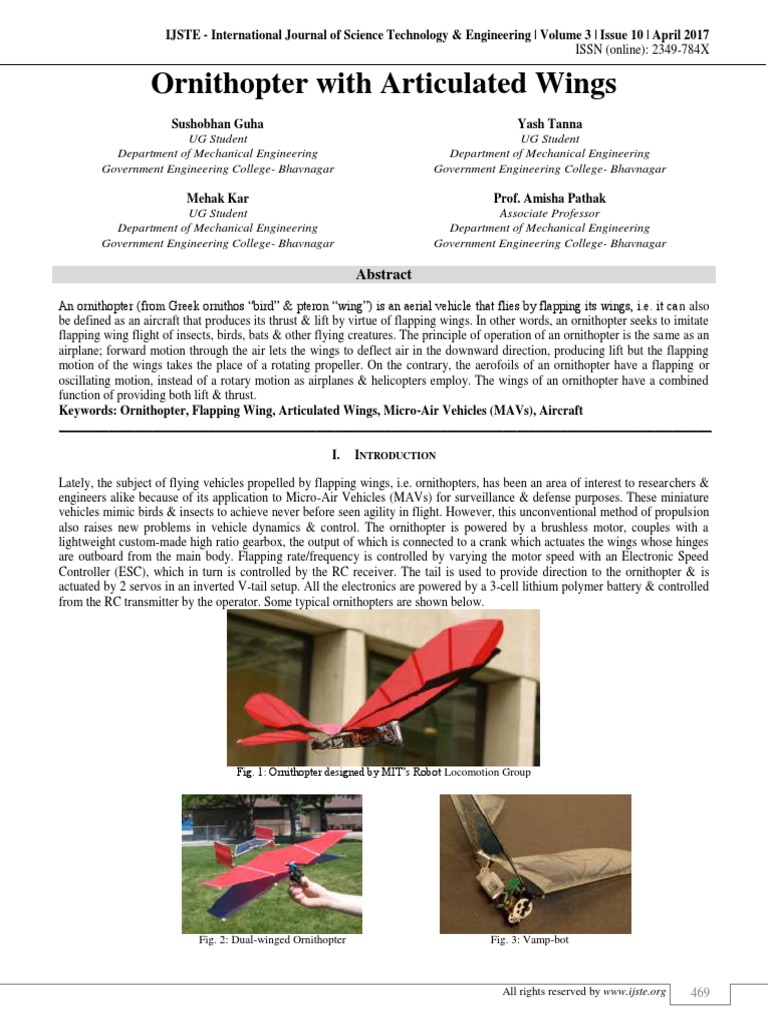 Ornithopter With Articulated Wings | PDF | Wing | Flight