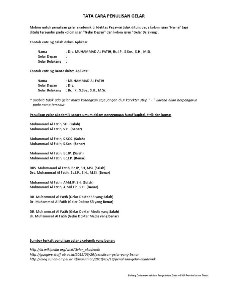 Tata Cara Penulisan Gelar PDF | PDF