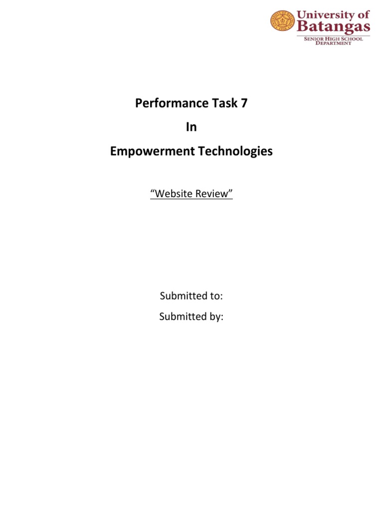 Performance Task 7 in Empowerment Technologies: "Website Review" | PDF