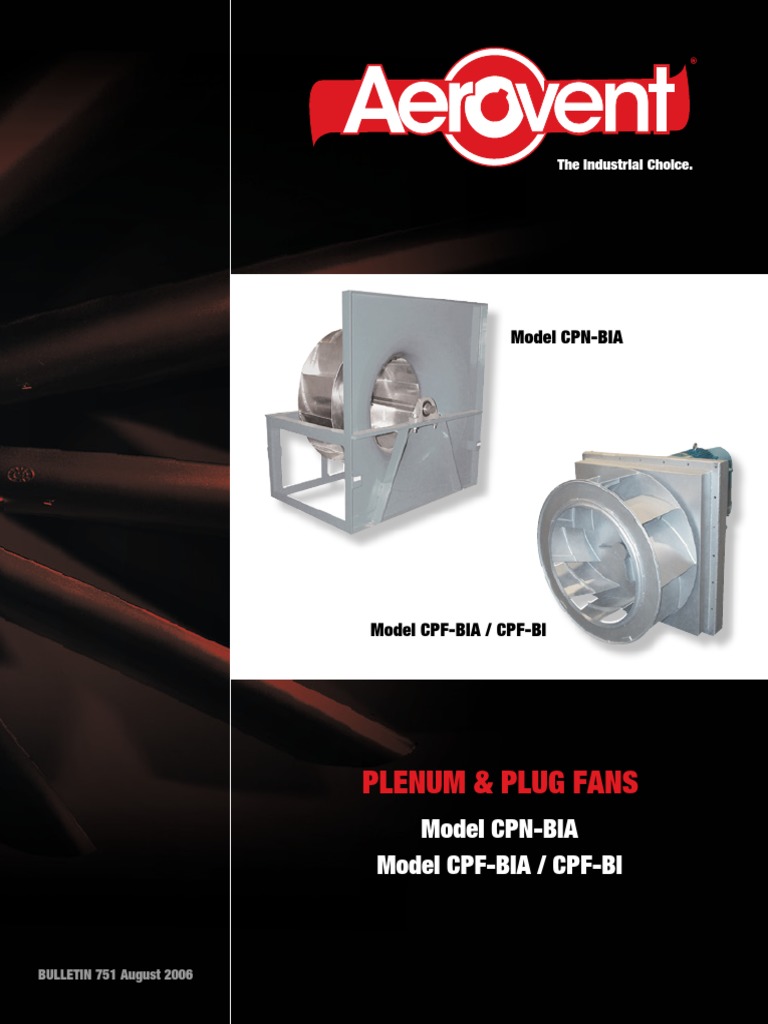 Plenum Plug Fans (Models Cpfbi Cpfbia Cpnbia) Catalog 751 | PDF | Hvac ...