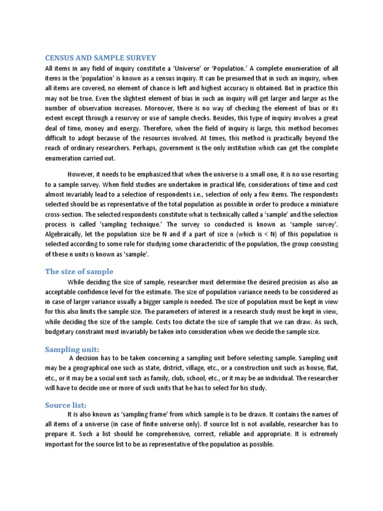 An In-Depth Look at Census, Sample Surveys, and Sampling Techniques ...