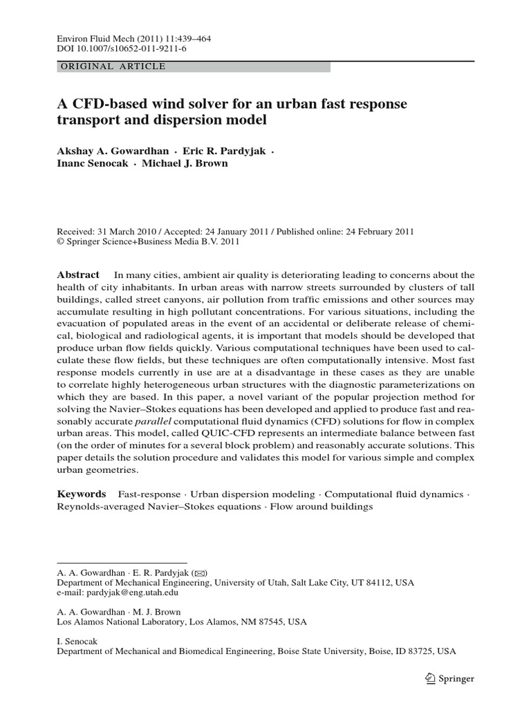 A CFD-based Wind Solver For An Urban Fast Response Transport and ...