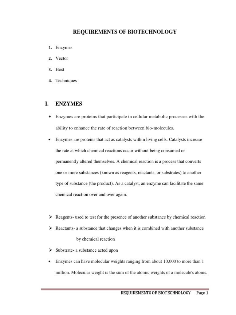 Requirements in Biotechnology | PDF | Blot (Biology) | Plasmid