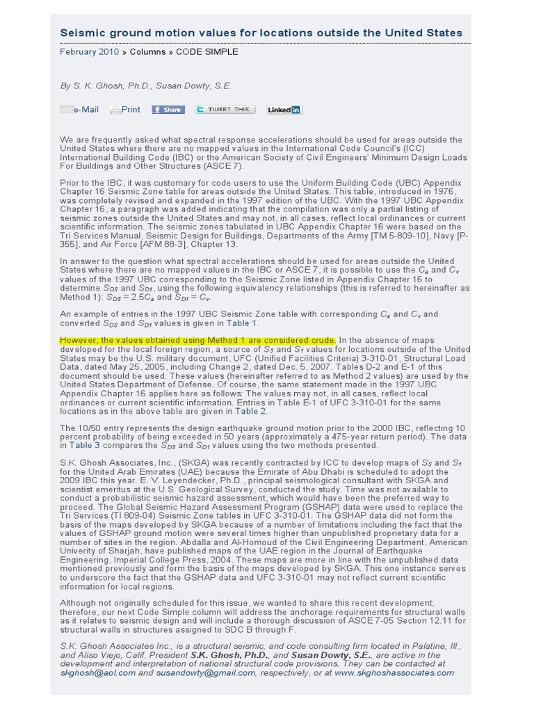 UBC Vs IBC Magazine Article Gostructural - Com F | PDF | Earthquakes ...