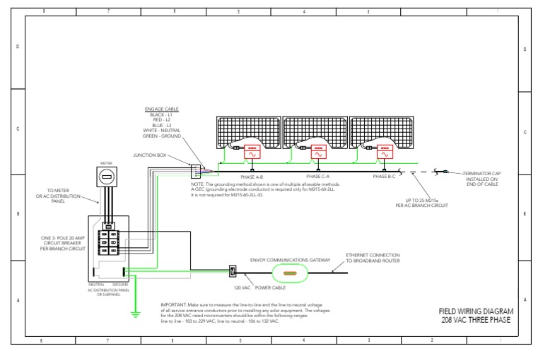 Enphase Field Wiring Diagram M215 208v | PDF | Power (Physics ...