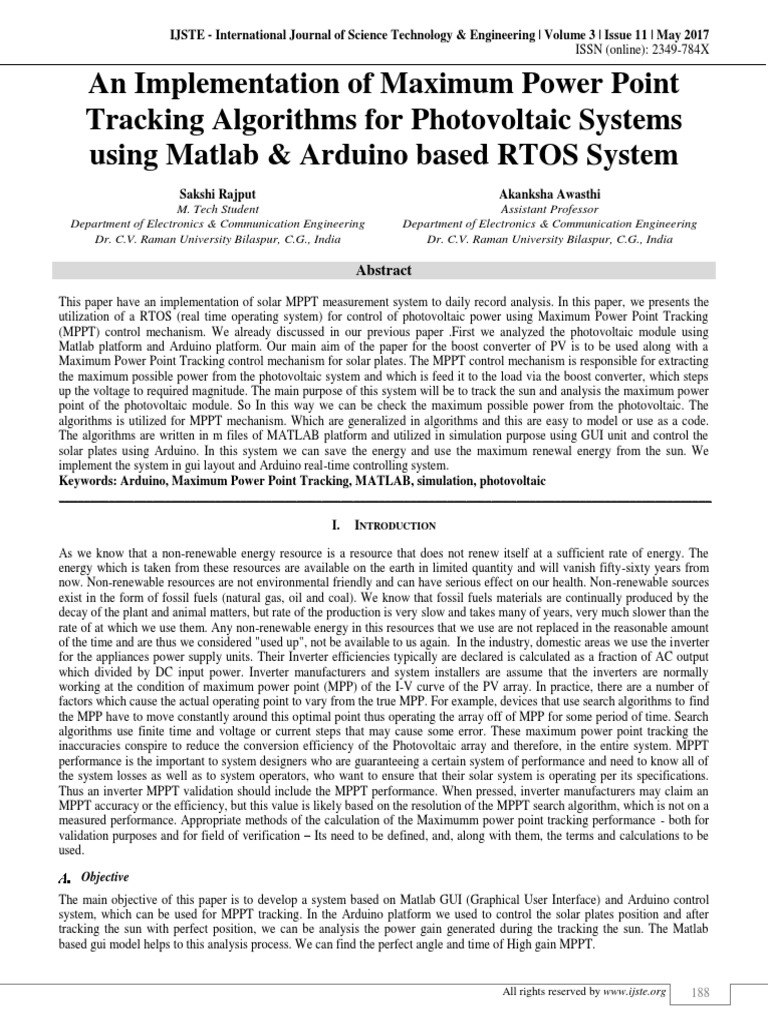 An Implementation Of Maximum Power Point Tracking Algorithms For Photovoltaic Systems Using