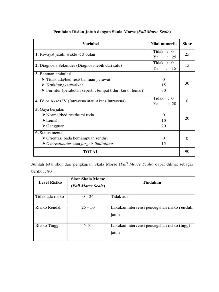 SKALA MORSE (Pengkajian Risiko Jatuh) | PDF