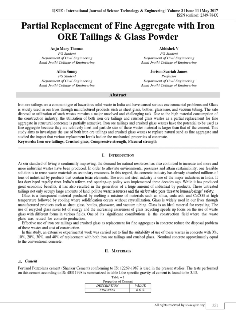 Iron Ore Tailings & Glass in Concrete | PDF | Construction Aggregate ...