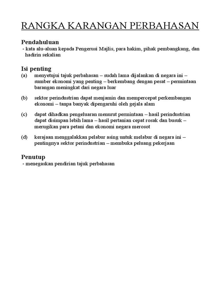 Rangka Karangan Perbahasan | PDF