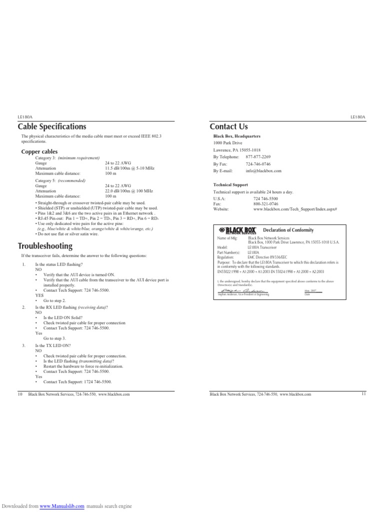 Cable Specifications Contact Us: Copper Cables | PDF | Networks ...