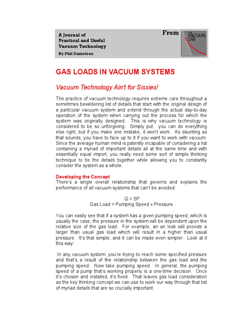 Understanding Vacuum Gas Loads | PDF | Vacuum | Gases