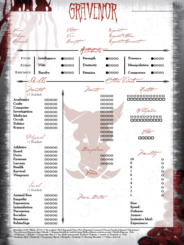 Family - Gravenor Sheet | PDF | Role Playing | Tabletop Games
