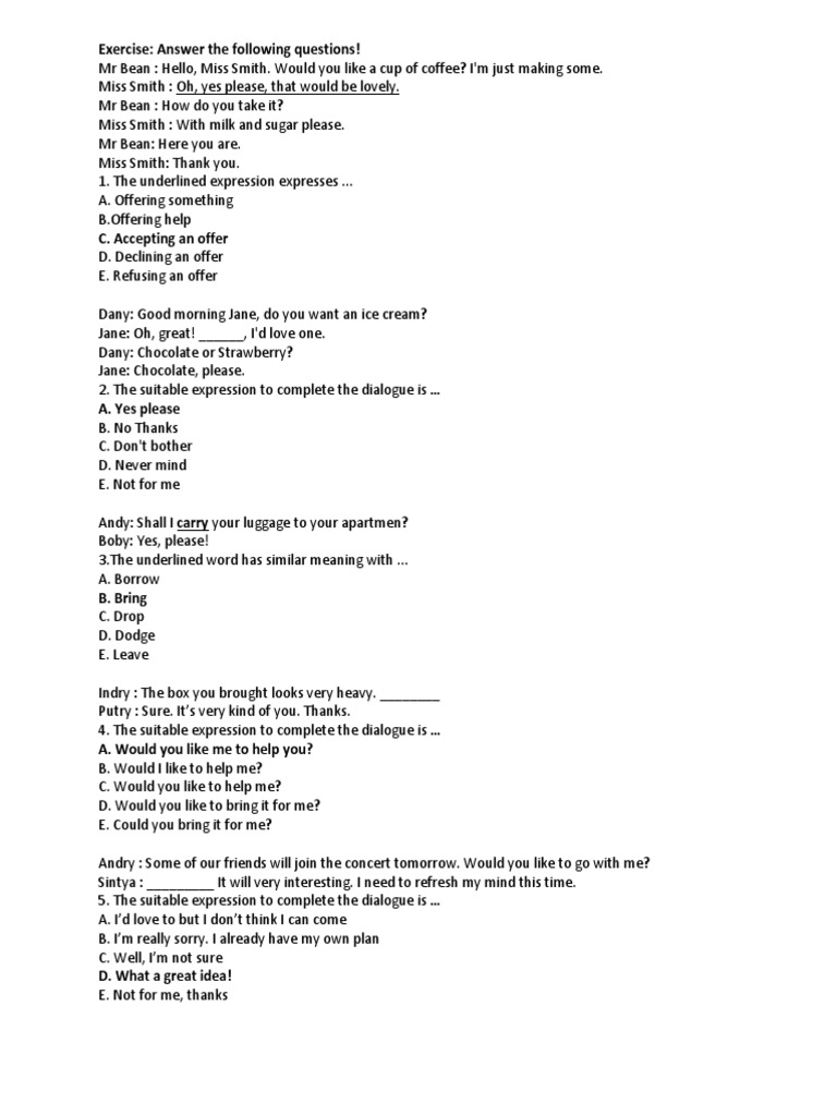 Exercise: Answer The Following Questions! | PDF