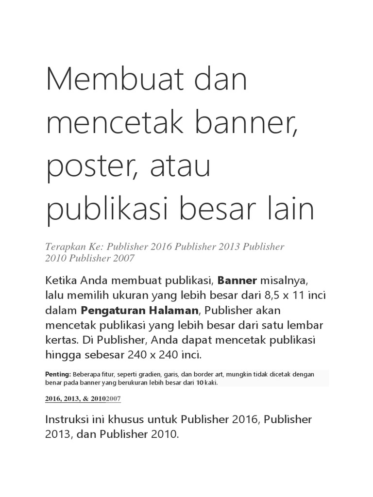 Membuat Dan Mencetak Banner | PDF