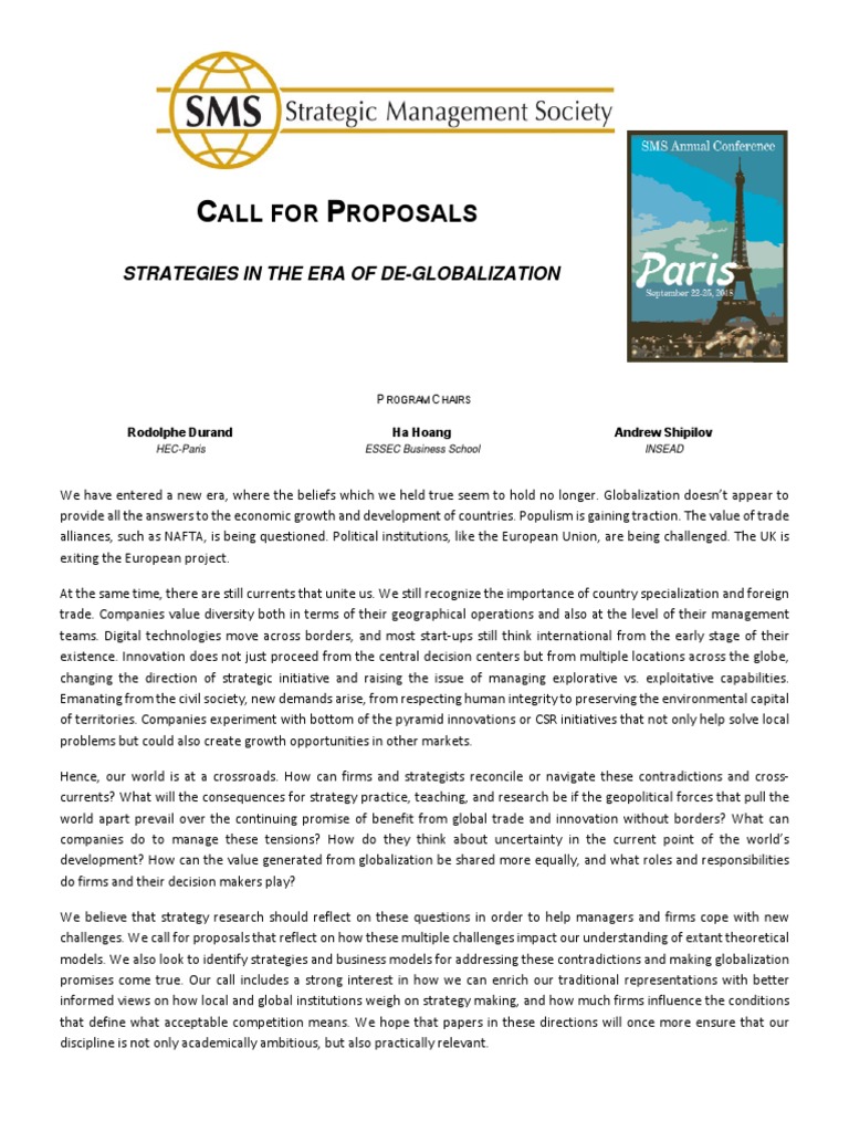 SMS Paris Call For Proposals Print | PDF | Strategic Management ...