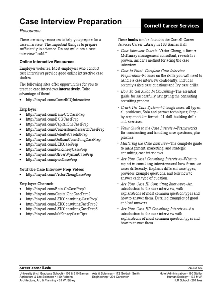 Case Interview Preparation: Resources | PDF