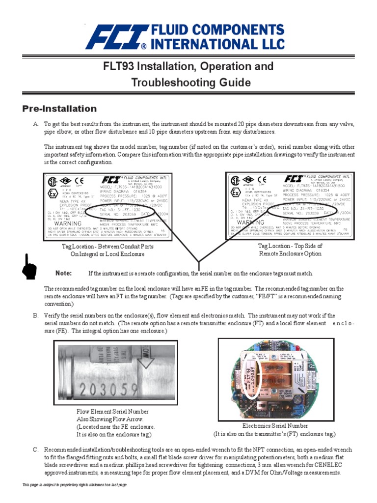 FLT93 Flow Switch Installation Guide | PDF | Relay | Switch
