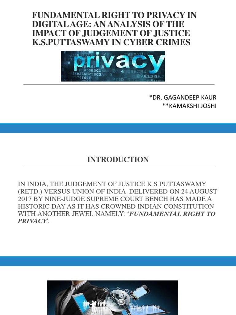 Fundamental Right To Privacy in Digital Age: An Analysis of The Impact ...