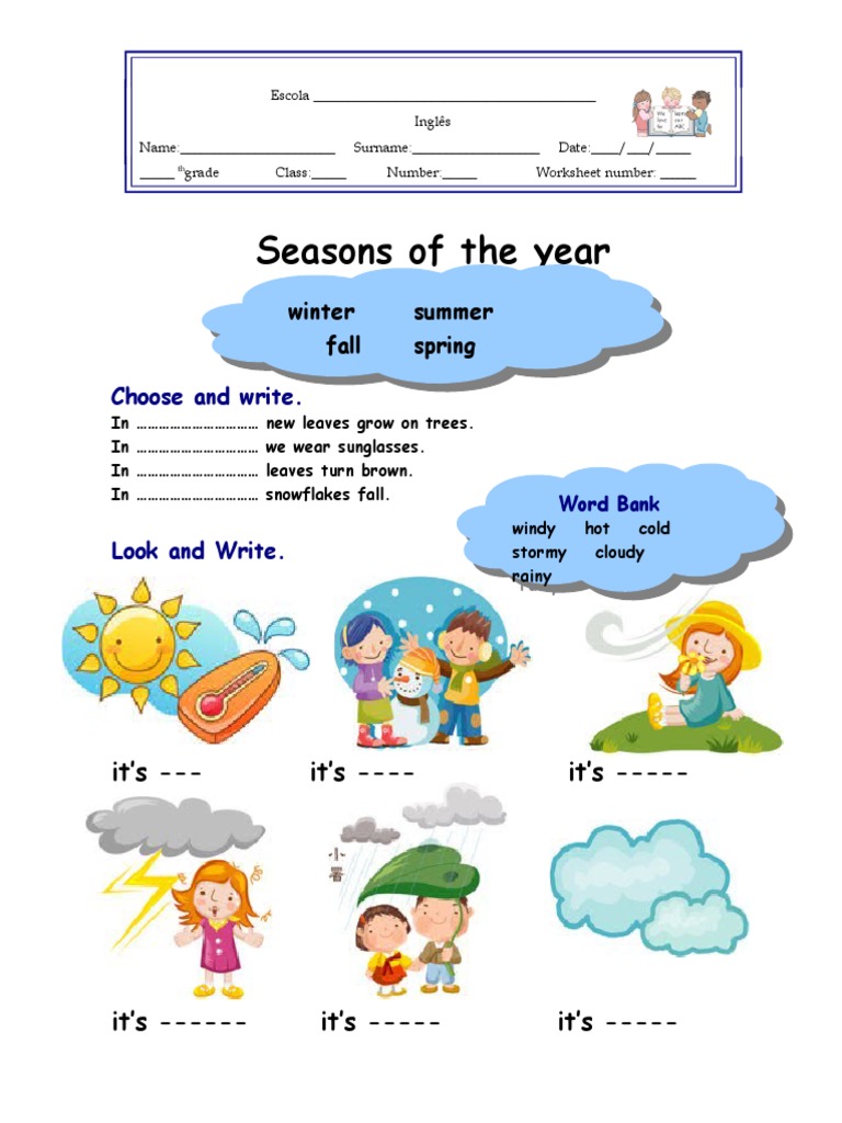 Seasons of The Year: Choose and Write | PDF
