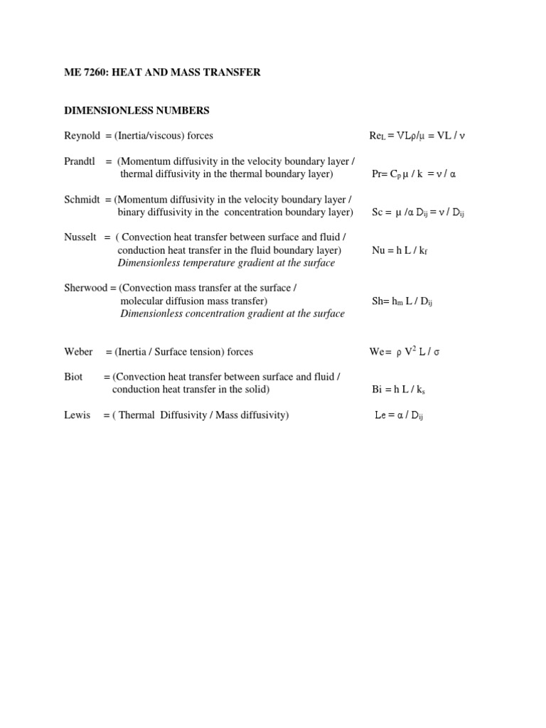 Dimensionless Numbers | PDF