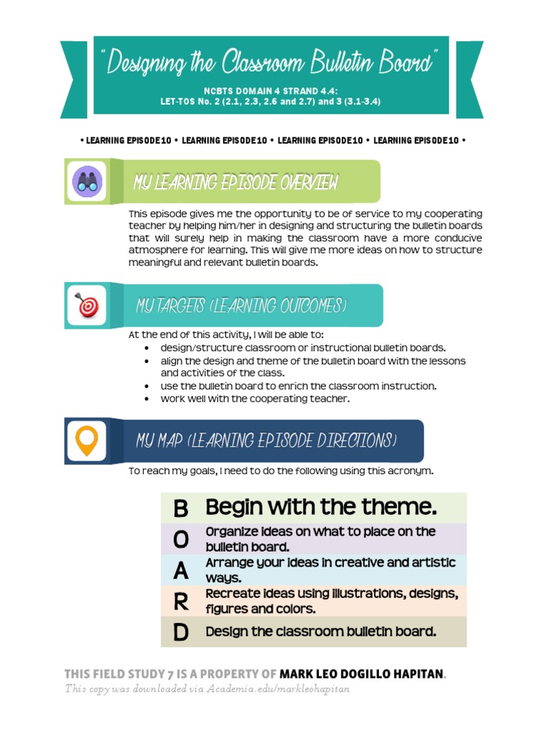 Designing Effective Classroom Bulletin Boards | PDF | Classroom | Field ...