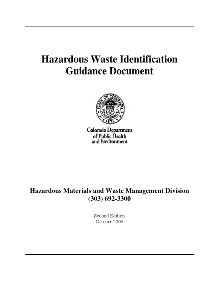 Hazardous Waste Identification Guidance Document | Hazardous Waste ...