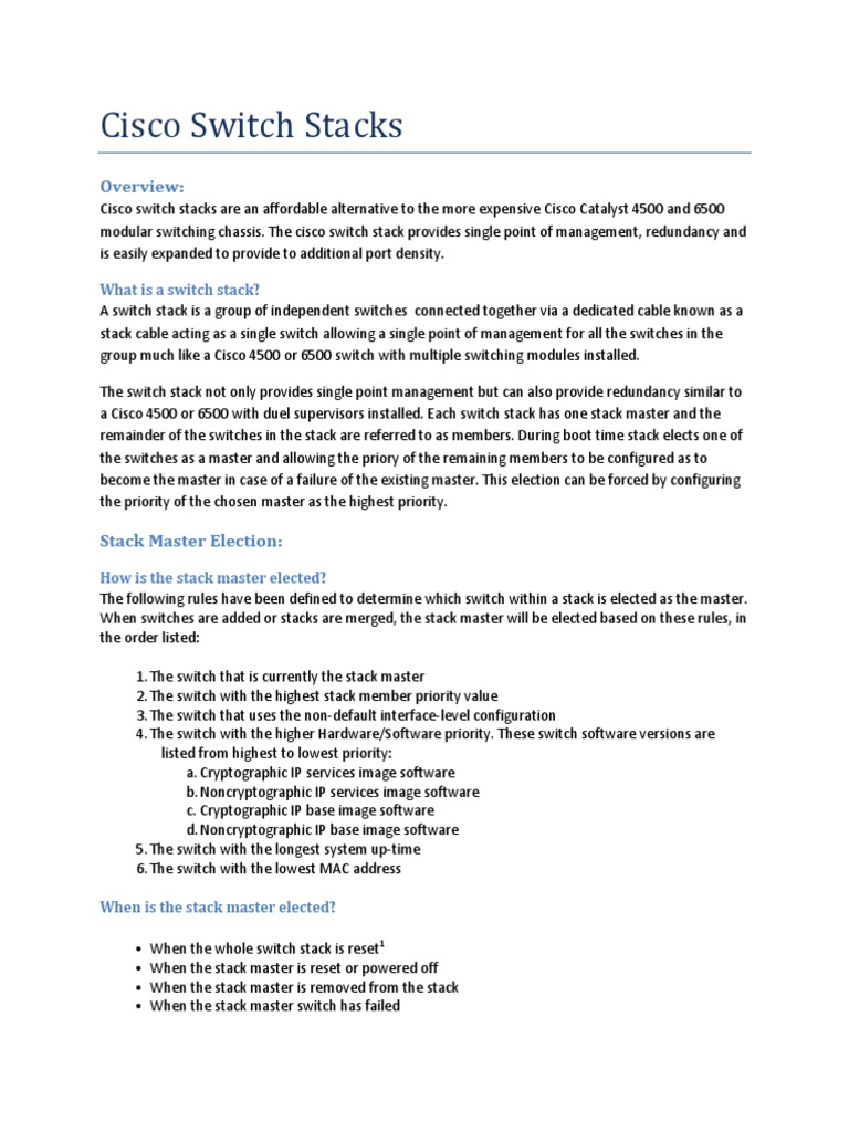Cisco Switch Stacks | PDF | Electrical Engineering | Computer Architecture
