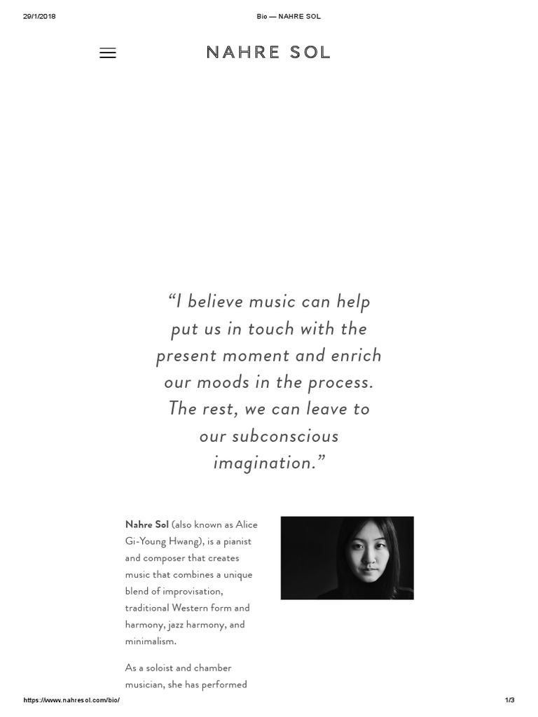 Bio - Nahre Sol | Download Free PDF | Leisure | Performing Arts