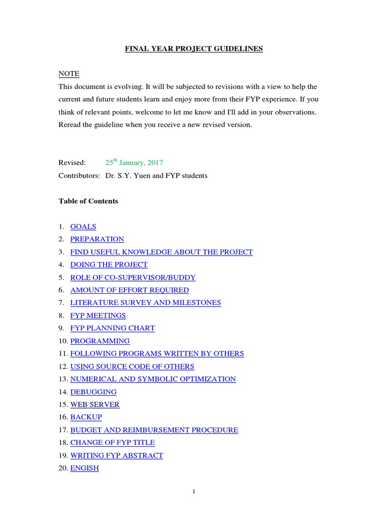 Final Year Project Guidelines | PDF | Genetic Algorithm | Subroutine