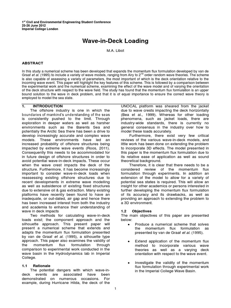 Analysis of a Numerical Scheme for Assessing Wave-in-Deck Loading Using ...