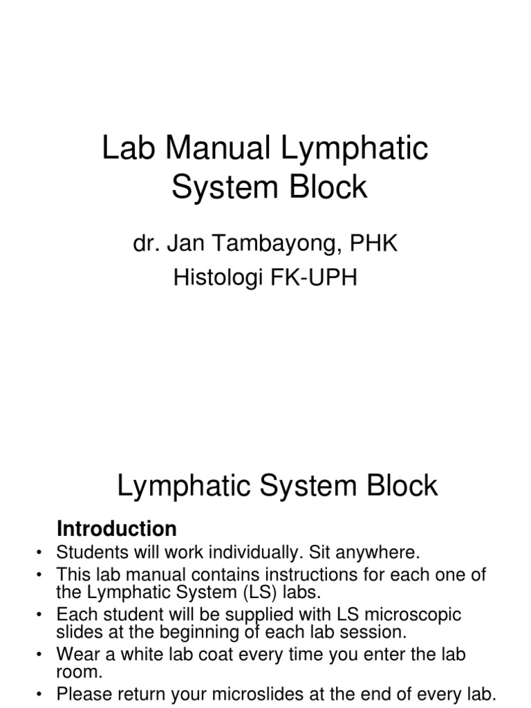 Lab Manual Lymphatic System | PDF | Lymph Node | Lymphatic System