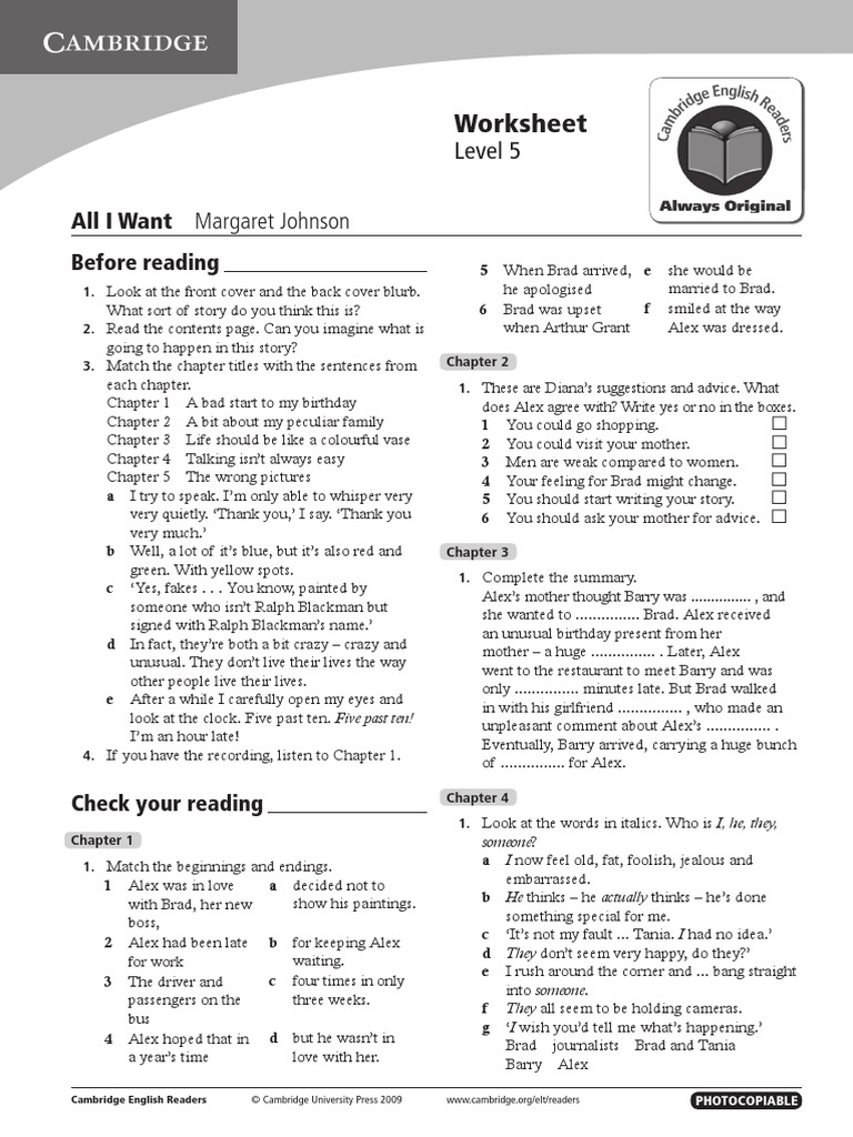 Cambridge English Readers Level5 Upper Intermediate All I Want ...