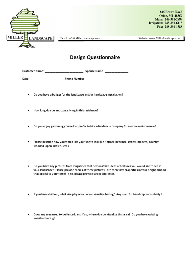 Design Questionnaire MBR and KPM | PDF | Horticulture And Gardening ...