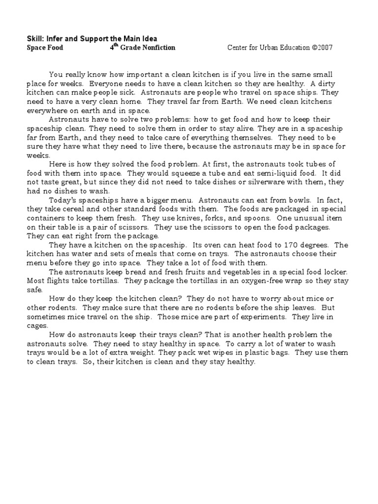 Grade 4 Main Idea | PDF | Tableware | Kitchen