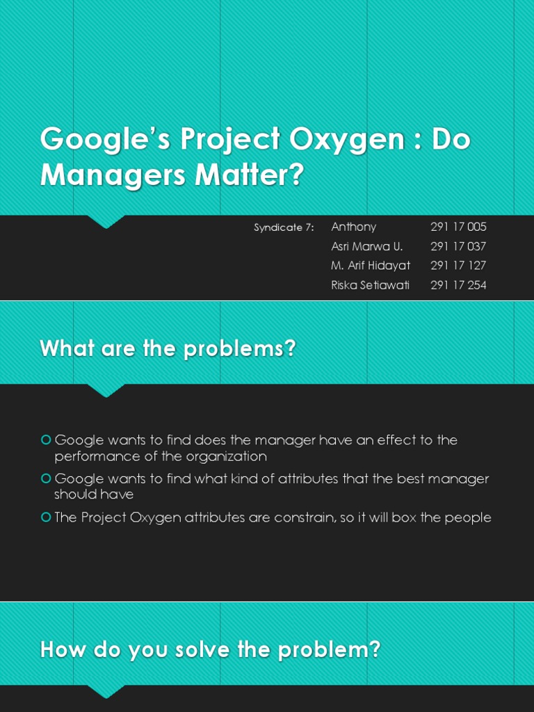 Google's Project Oxygen: Do Managers Matter? | PDF